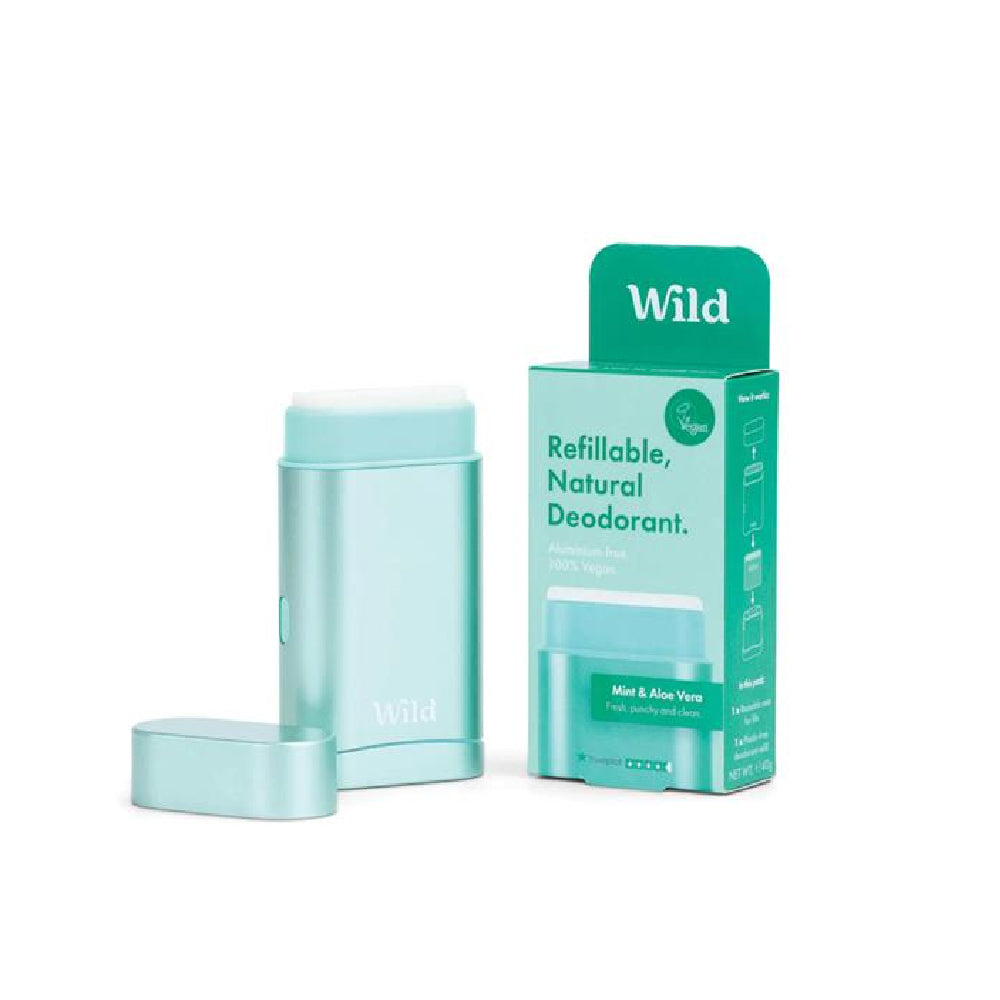 Wild Natural Deodorant Men's Mint & Aloe Refillable Deodorant Starter